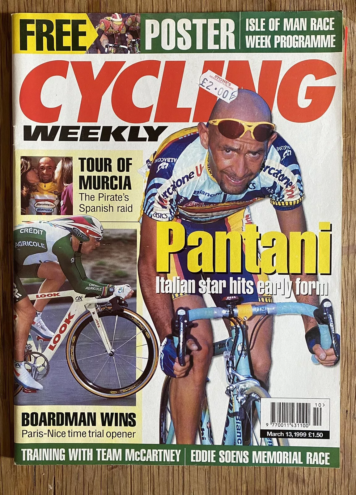 Cycling Weekly March 1999 Marco Pantani poster - Simply Sorcha